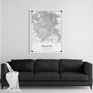 Xalapa Mexico Street Map Print | Acrylic Glass Xalapa City Map Print ...