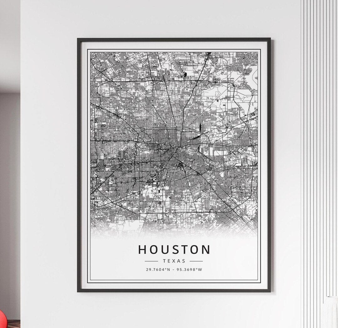 Houston Texas Street Map Print | Acrylic Glass Houston City Map Print ...