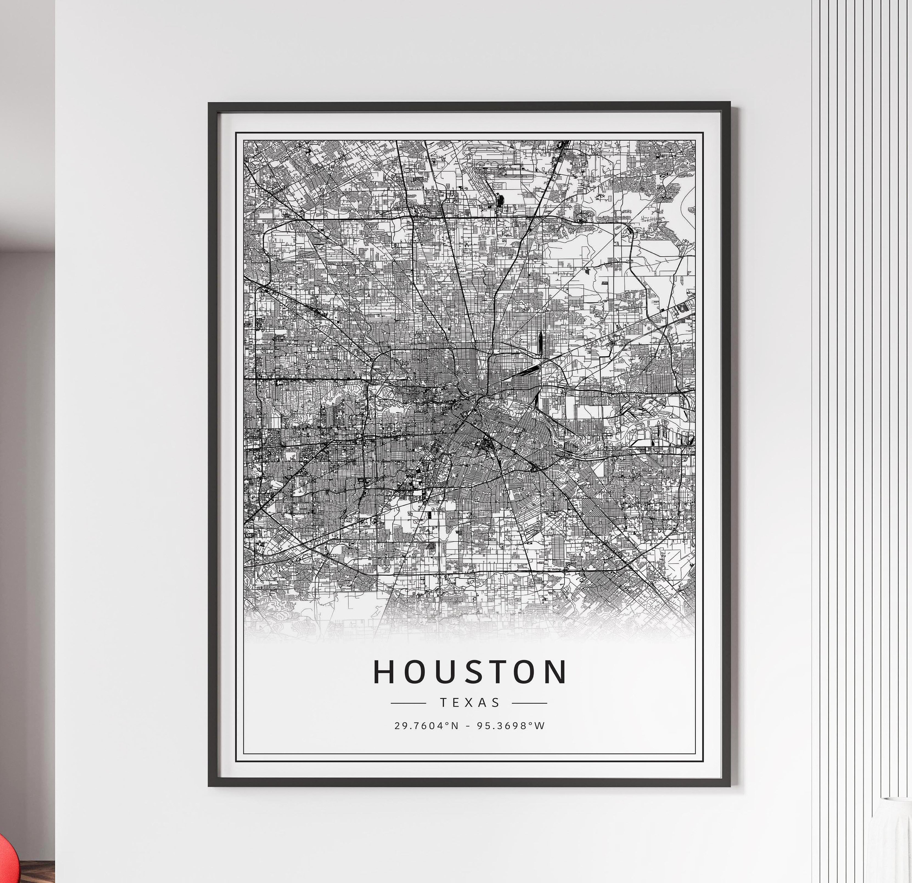 Houston Texas Street Map Print Acrylic Glass Houston City Map Print ...