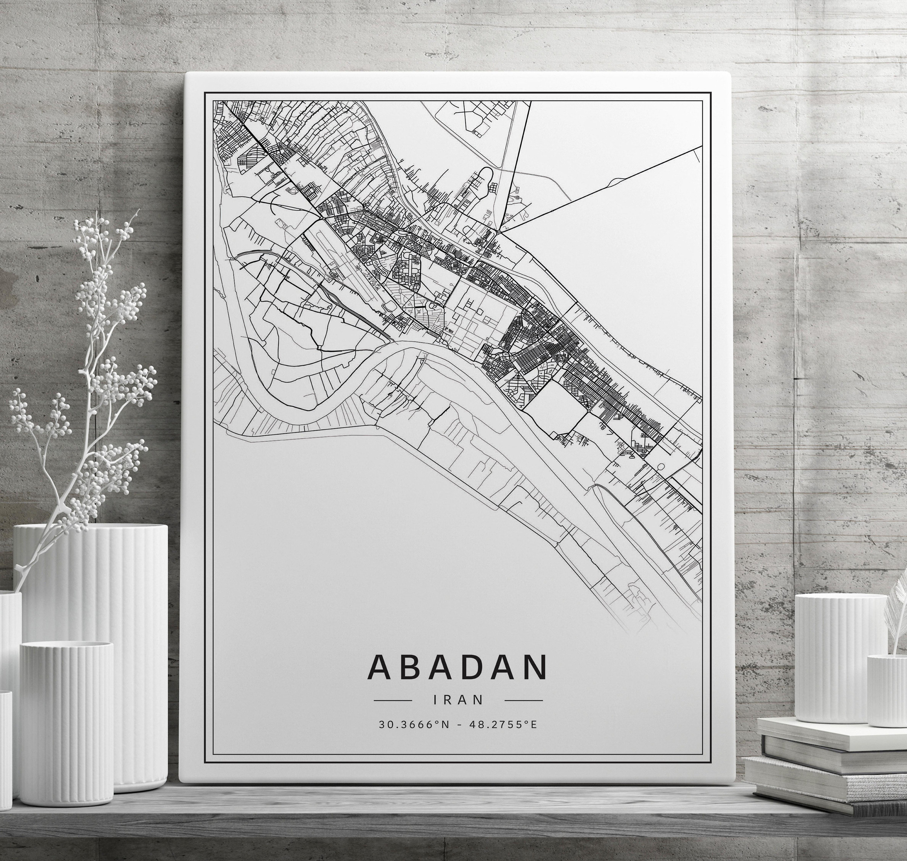 Abadan Iran Street Map Print Acrylic Glass Abadan City Map Print Canvas ...