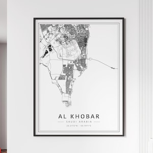 Al Khobar Street Map Print | Acrylic Glass Al Khobar City Map Print ...