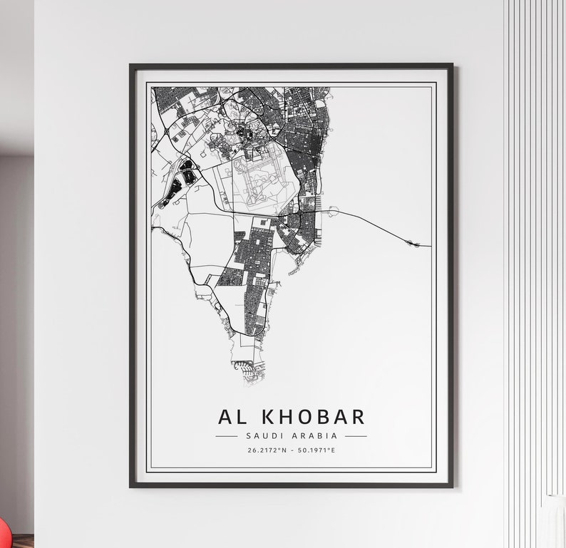 Al Khobar Street Map Print | Acrylic Glass Al Khobar City Map Print ...