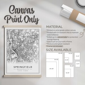 Springfield MA Street Map Print | Acrylic Glass Springfield City Map ...