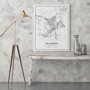 Fajardo PR Street Map Print | Acrylic Glass Fajardo Map Print | Canvas ...