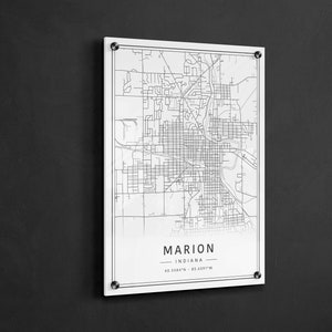 Marion IN Street Map Print | Acrylic Marion City Map Print | Canvas Marion Road Map Print ...