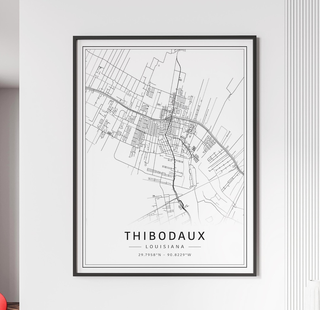 Thibodaux LA Street Map Print | Acrylic Thibodaux City Map Print ...