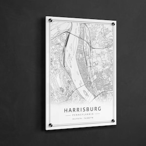 Harrisburg PA Street Map Print | Acrylic Harrisburg City Map Print ...