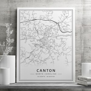 Canton NC Street Map Print | Acrylic Glass Canton City Map Print ...