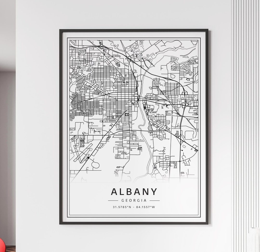 Albany Georgia City Street Map Print | Acrylic Glass Albany City Map ...