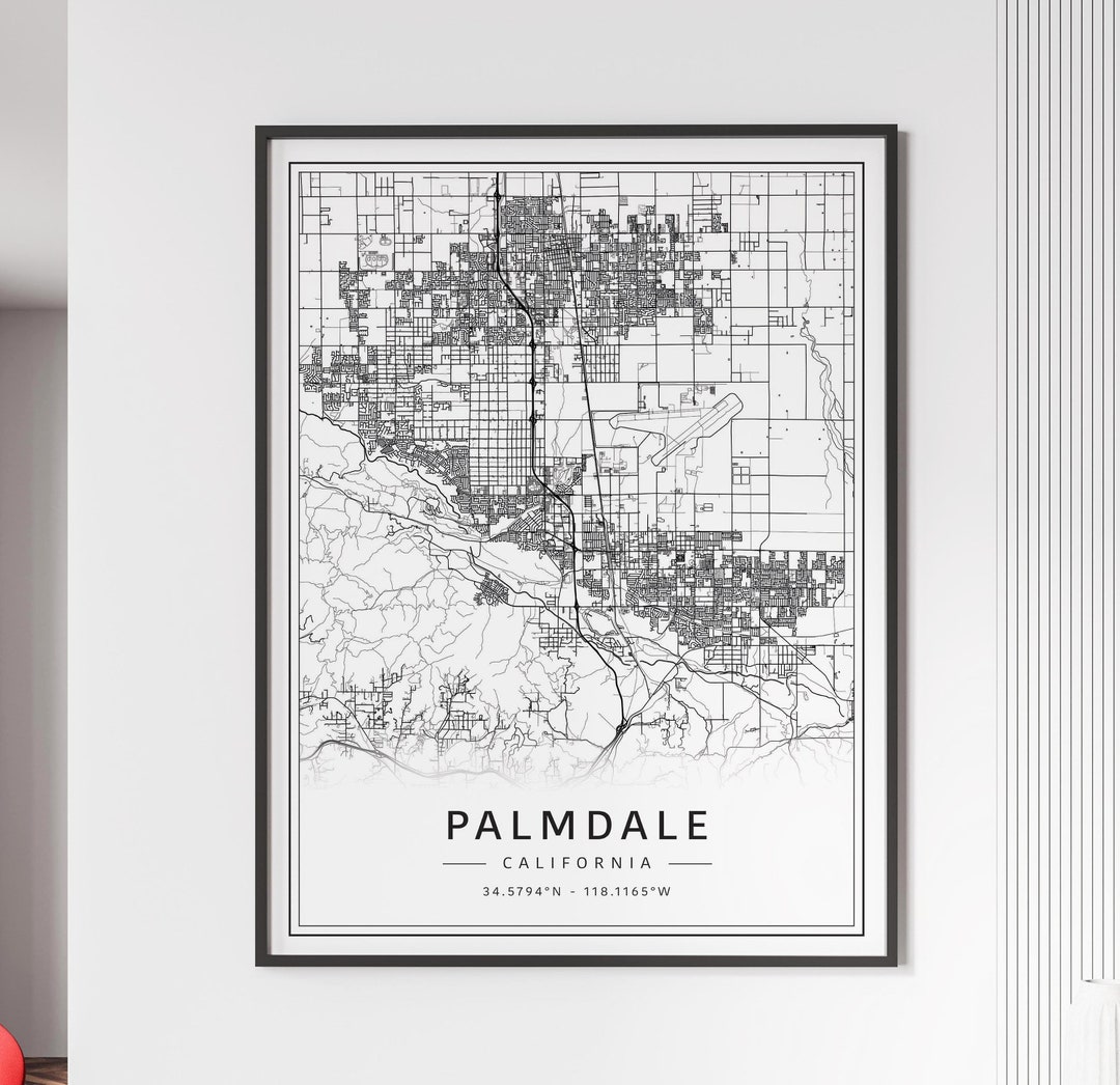Palmdale California Street Map Print | Acrylic Glass Palmdale Map Print ...