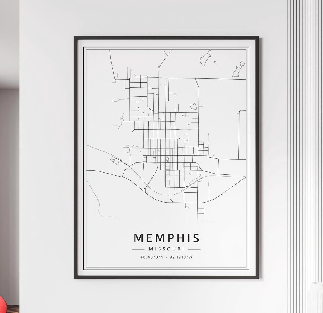 Memphis MO Street Map Print | Acrylic Glass Memphis City Map Print ...