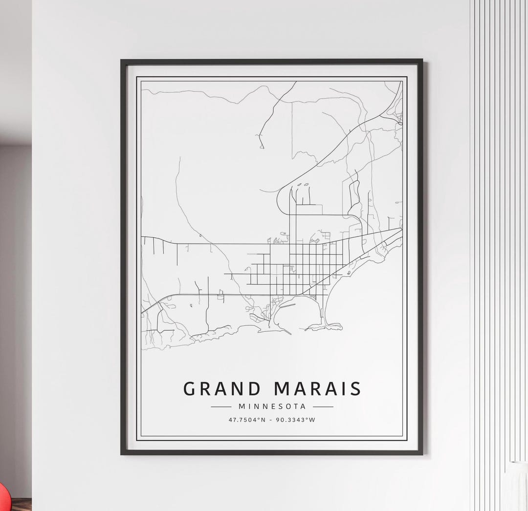 Grand Marais MN Street Map Print | Acrylic Glass Grand Marais City Map ...