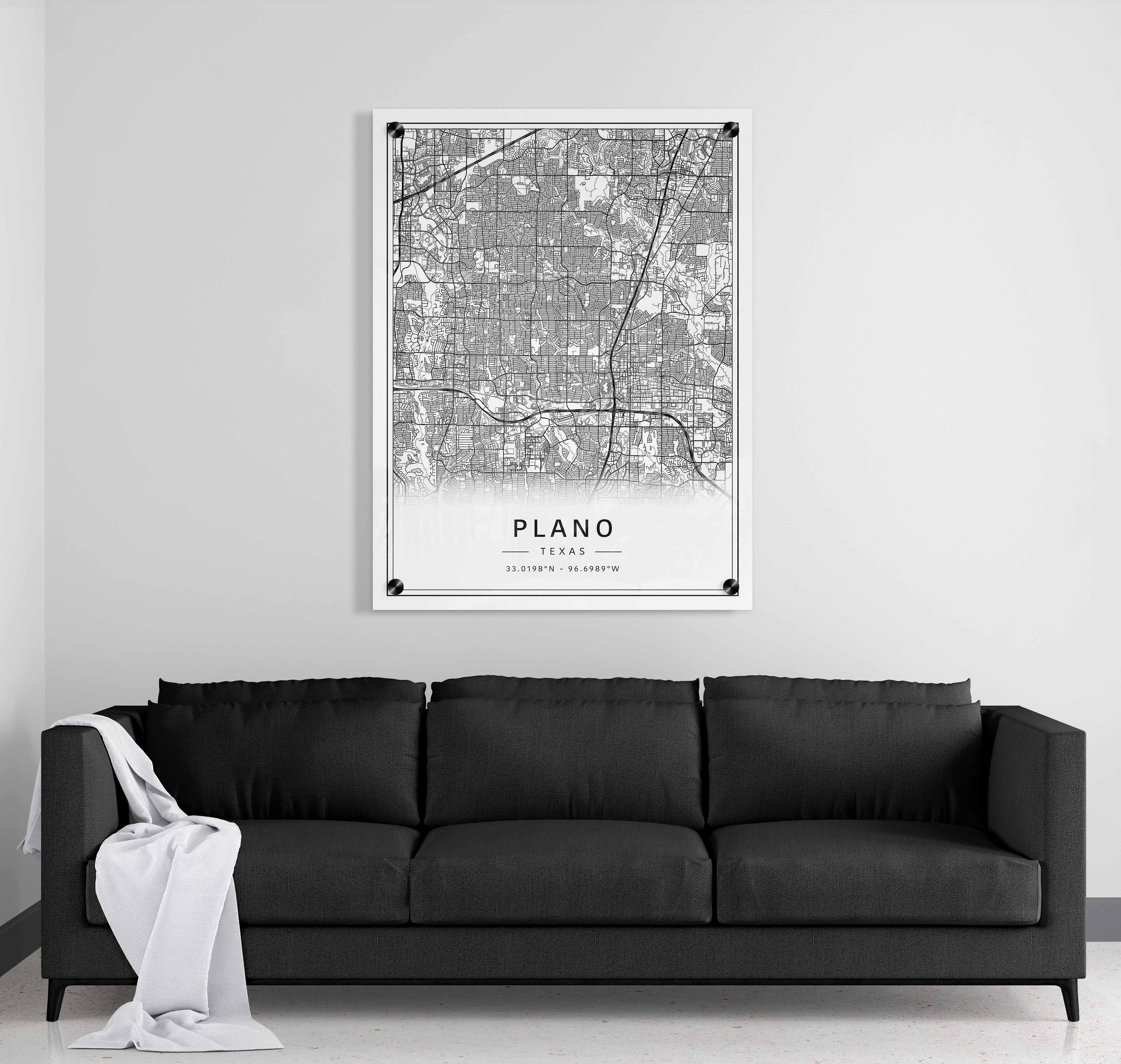 Plano Texas Street Map Print Acrylic Glass Plano City Map Print Canvas ...