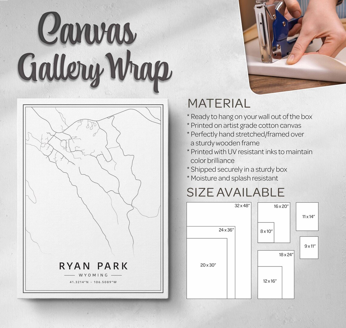 Ryan Park WY Street Map Print | Acrylic Glass Ryan Park Map Print ...