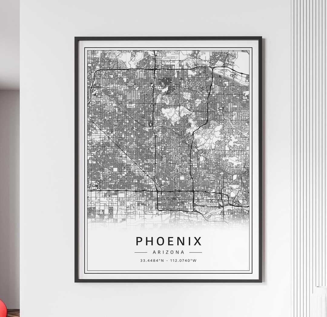 Phoenix Arizona Street Map Print | Acrylic Glass Phoenix City Map Print ...