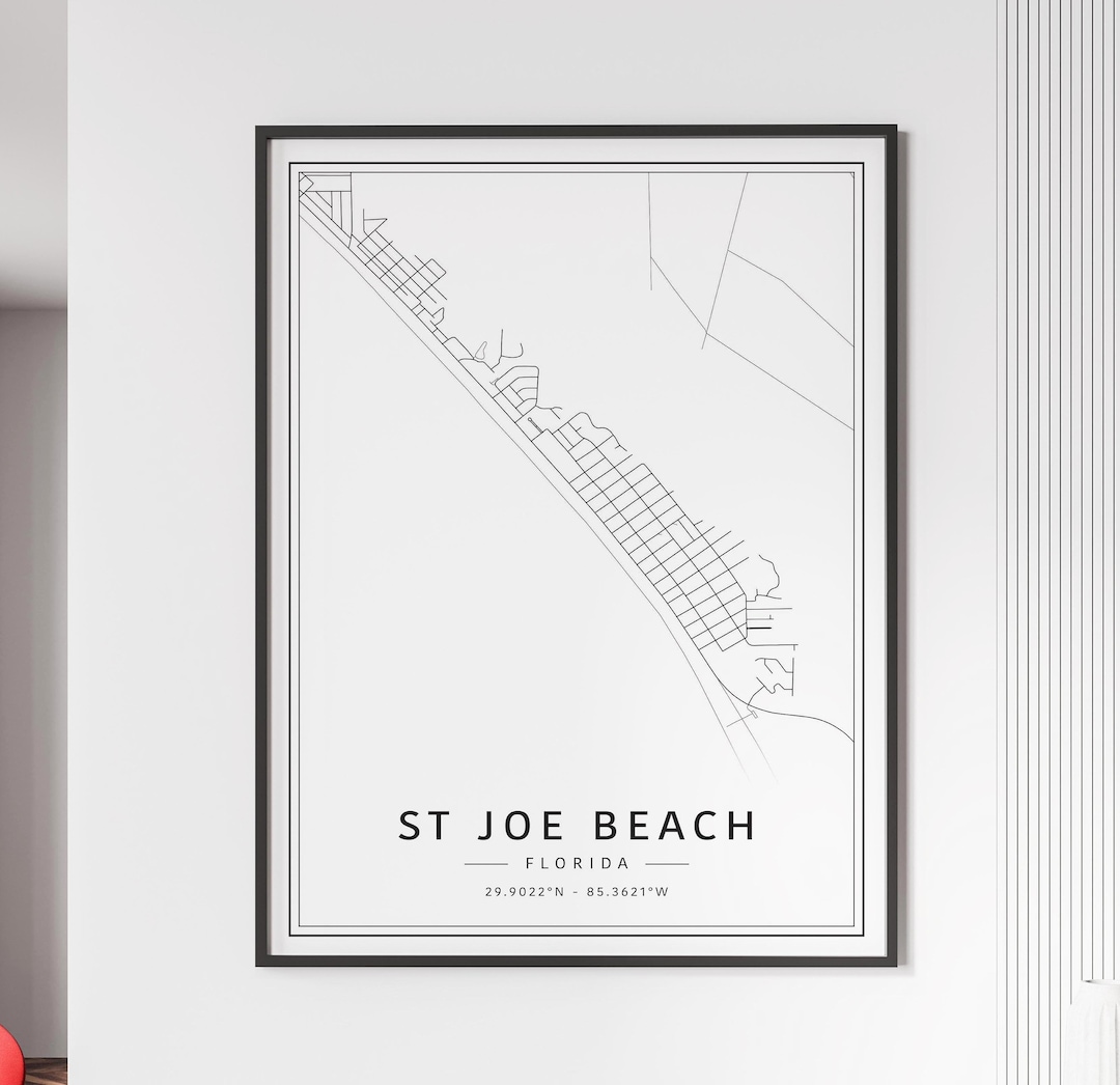 St. Joe Beach FL Street Map Print | Acrylic Glass St. Joe Beach City ...