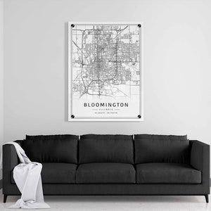 Bloomington IL Street Map Print | Acrylic Bloomington City Map Print ...