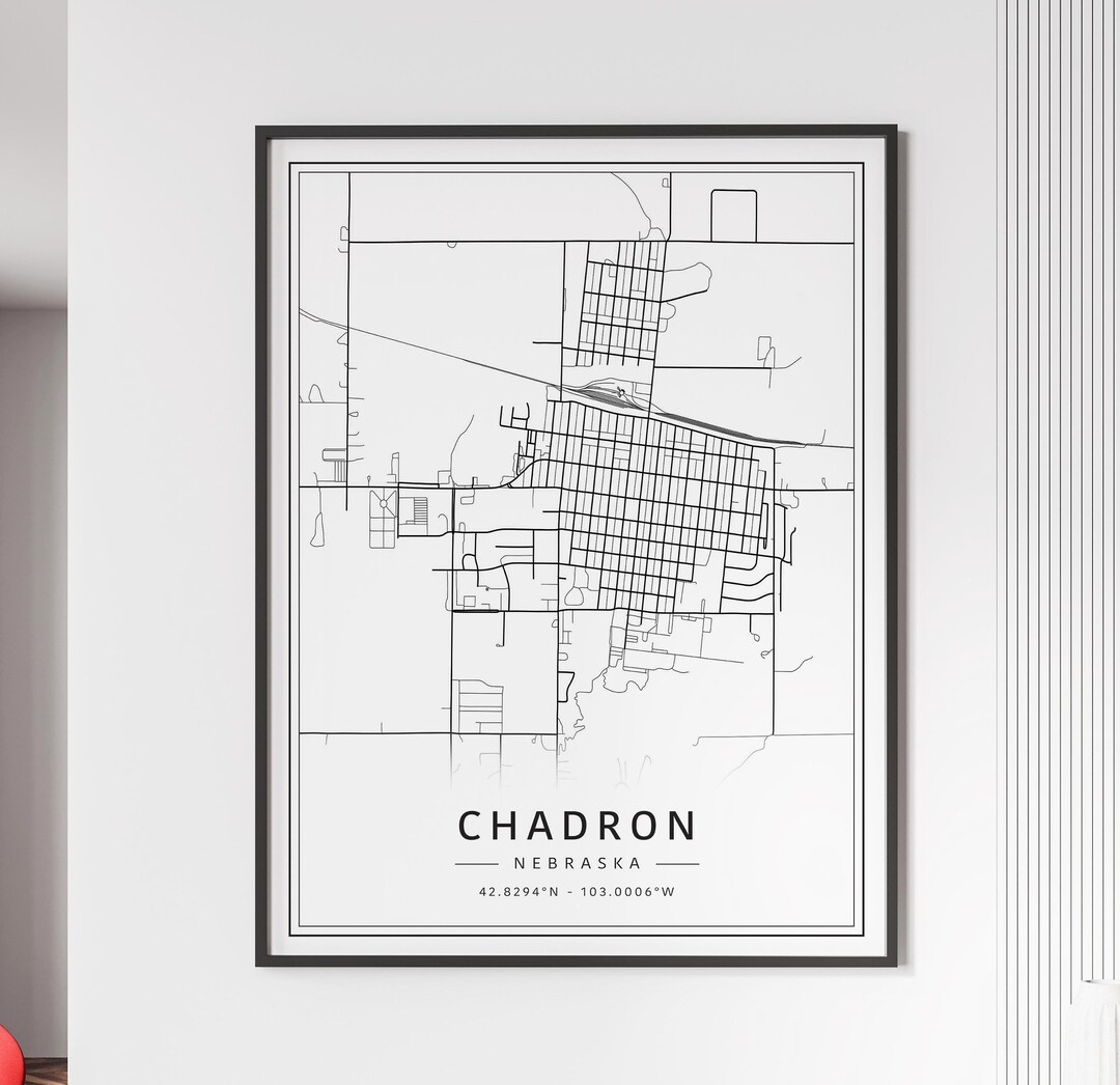 Chadron NE Street Map Print | Acrylic Glass Chadron City Map Print ...