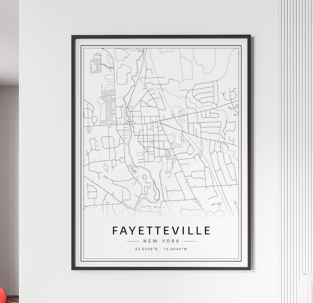 Fayetteville NY Street Map Print | Acrylic Glass Fayetteville Map Print ...