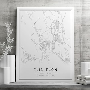Flin Flon Manitoba Street Map Print | Acrylic Glass Flin Flon City Map ...