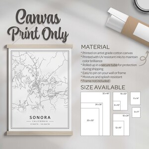Sonora California Street Map Print Acrylic Glass Sonora City Map Print ...