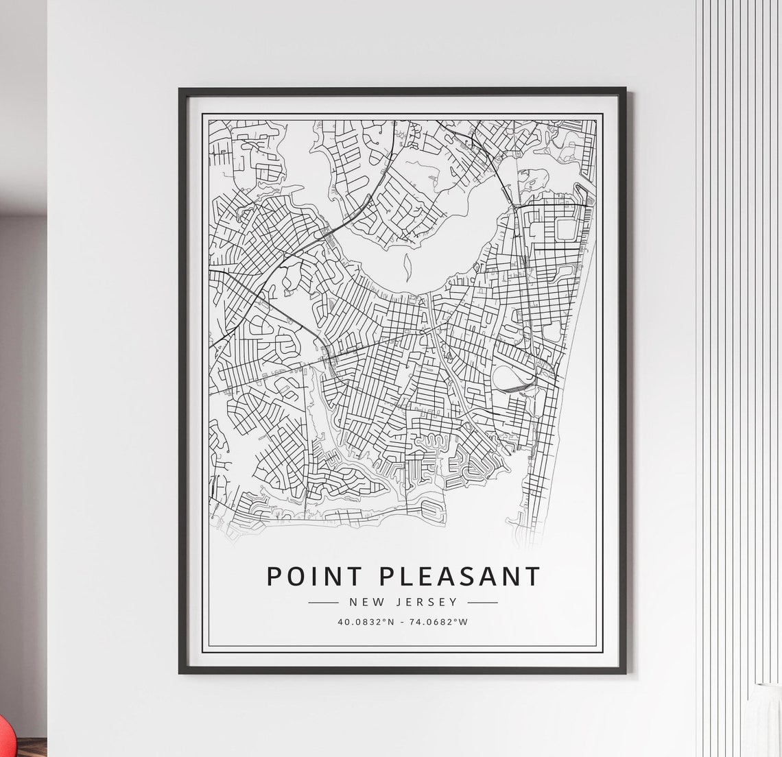 Point Pleasant NJ Street Map Print | Acrylic Glass Point Pleasant City ...