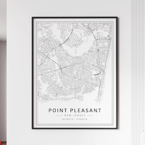 Point Pleasant NJ Street Map Print | Acrylic Glass Point Pleasant City ...