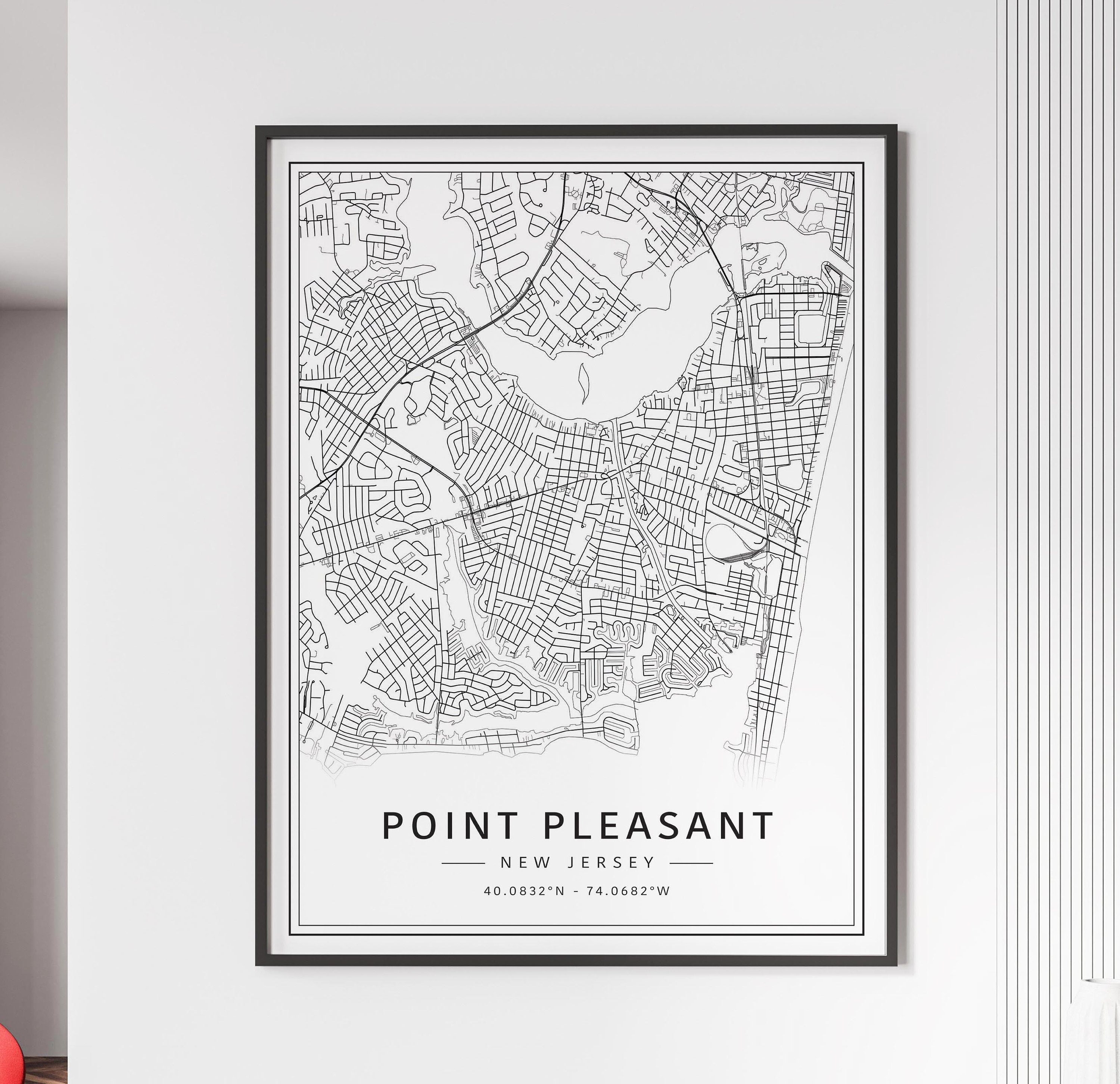 Point Pleasant NJ Street Map Print | Acrylic Glass Point Pleasant City ...