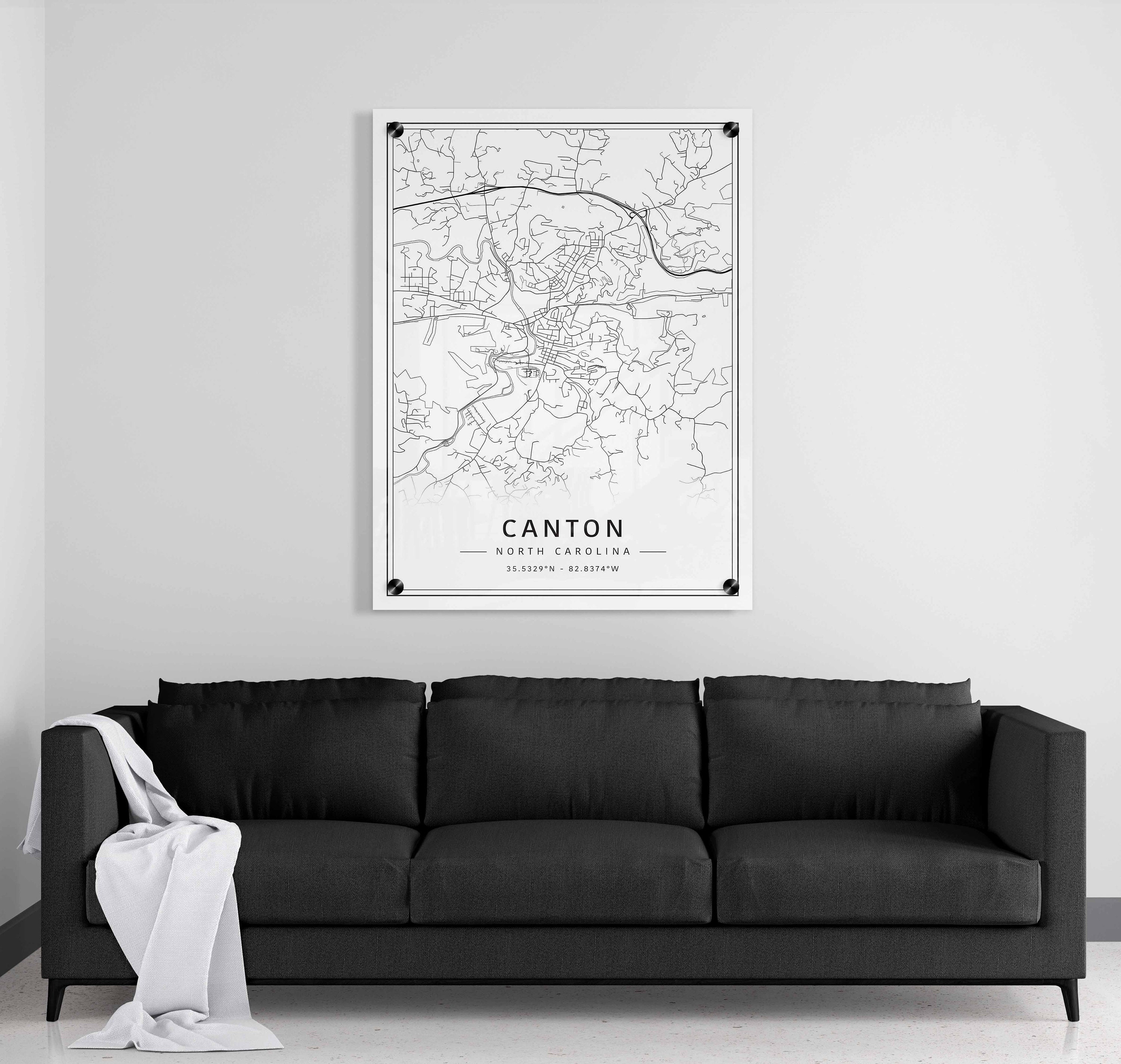 Canton NC Street Map Print Acrylic Glass Canton City Map Print Canvas ...