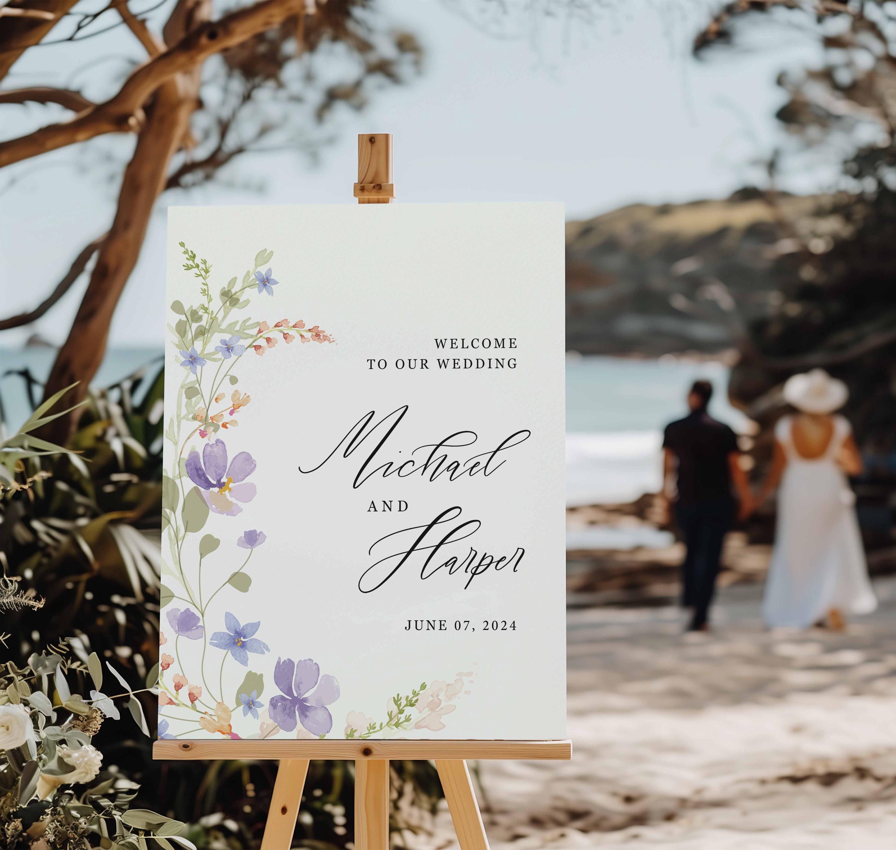 Acrylic Wedding Welcome Sign | Floral Entrance Wedding Sign | Custom ...