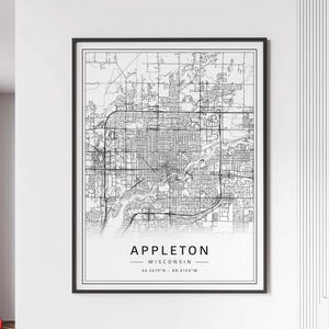 Appleton WI Street Map Print | Acrylic Glass Appleton City Map Print ...