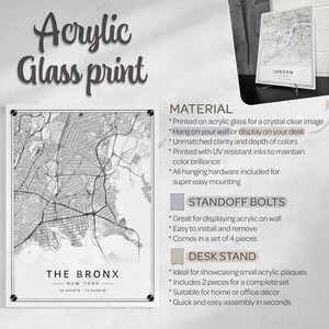 The Bronx New York Street Map Print | Acrylic Glass the Bronx Map Print ...