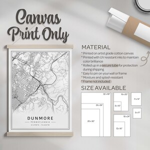 Dunmore PA Street Map Print | Acrylic Glass Dunmore Map Print | Canvas ...