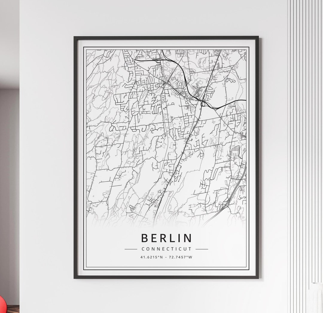 Berlin Connecticut Street Map Print | Acrylic Berlin City Map Print ...
