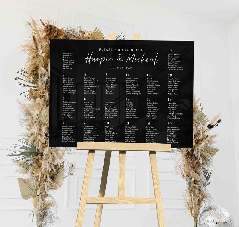 Wedding Seating Chart Acrylic Sign | Acrylic Table Seating Chart ...