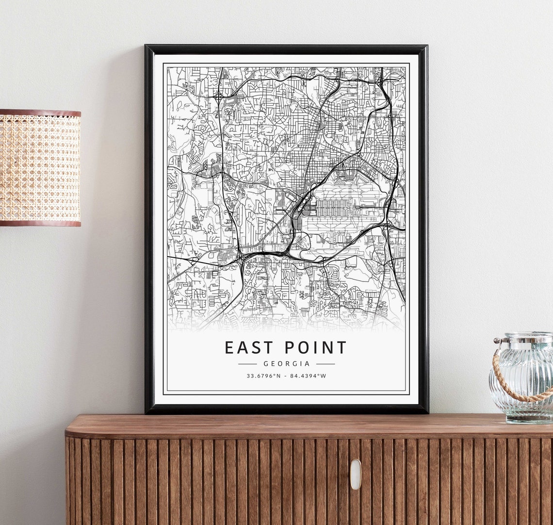 East Point GA Street Map Print Acrylic East Point City Map Print Canvas ...