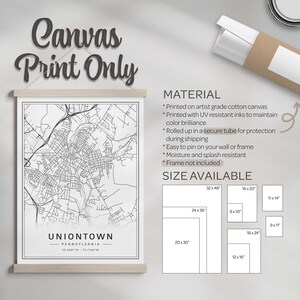 Uniontown PA Street Map Print | Acrylic Glass Uniontown City Map Print ...