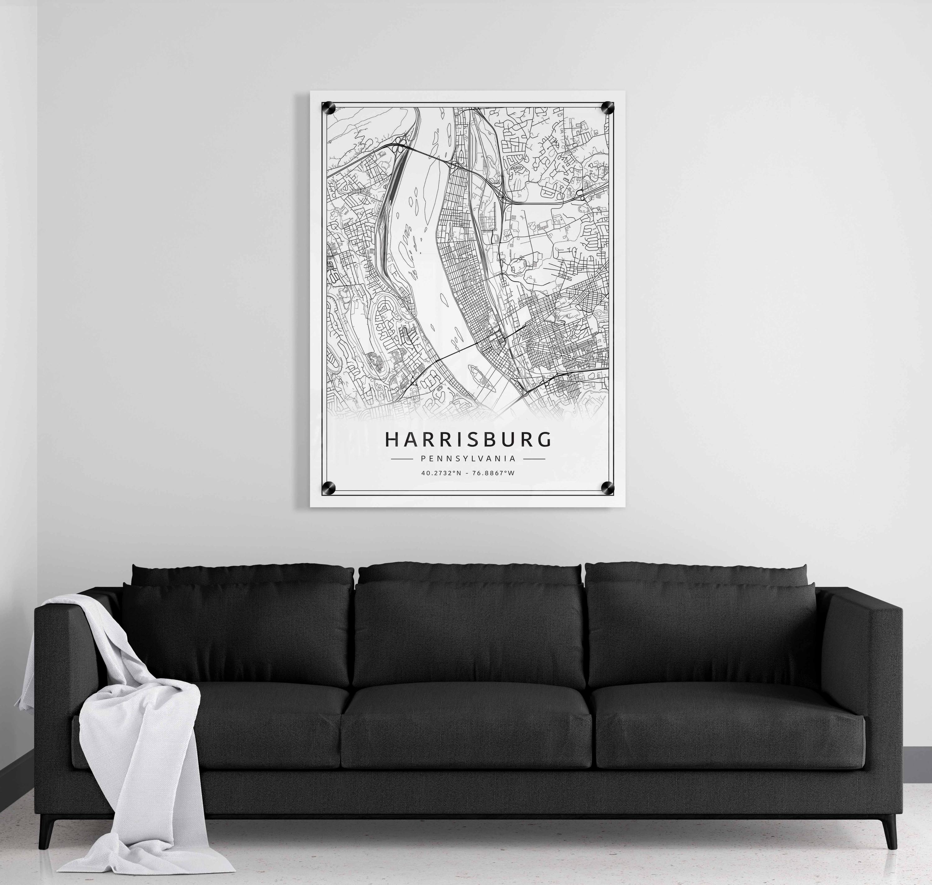 Harrisburg PA Street Map Print | Acrylic Harrisburg City Map Print ...