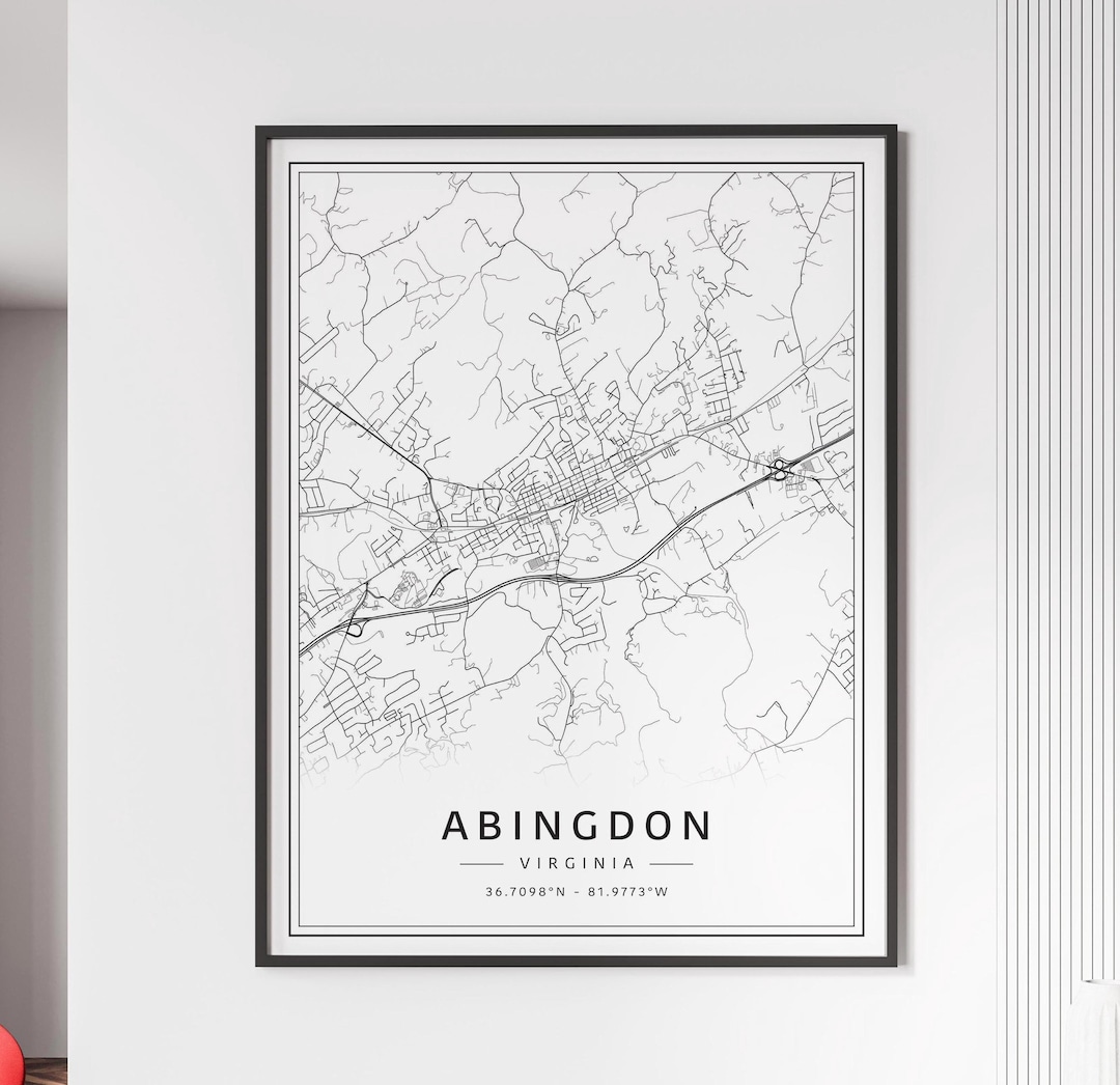 Abingdon VA Street Map Print | Acrylic Glass Abingdon Map Print ...