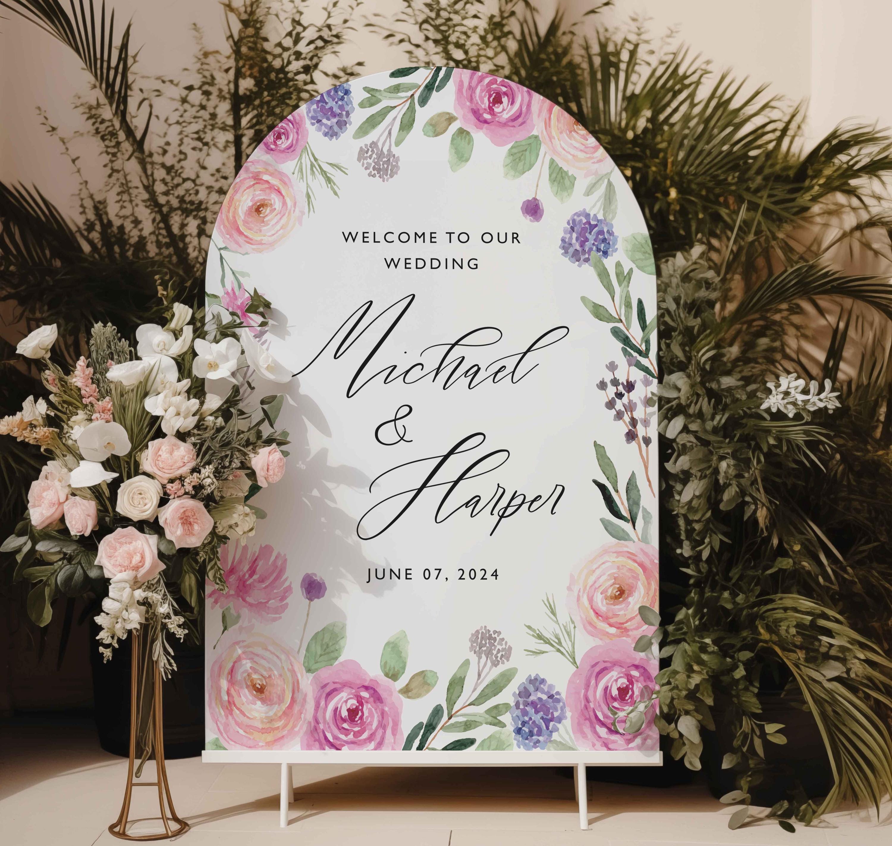 Acrylic Wedding Welcome Sign | Floral Entrance Wedding Sign | Custom ...