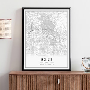 Boise Idaho Street Map Print | Acrylic Glass Boise City Map Print ...