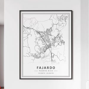 Fajardo PR Street Map Print | Acrylic Glass Fajardo Map Print | Canvas ...