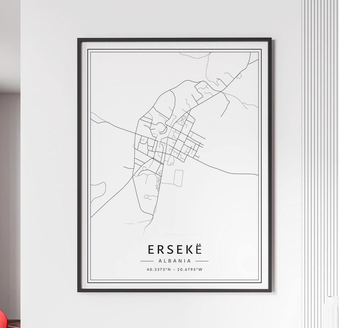 Erseke Albania Street Map Print | Acrylic Erseke City Map Print ...