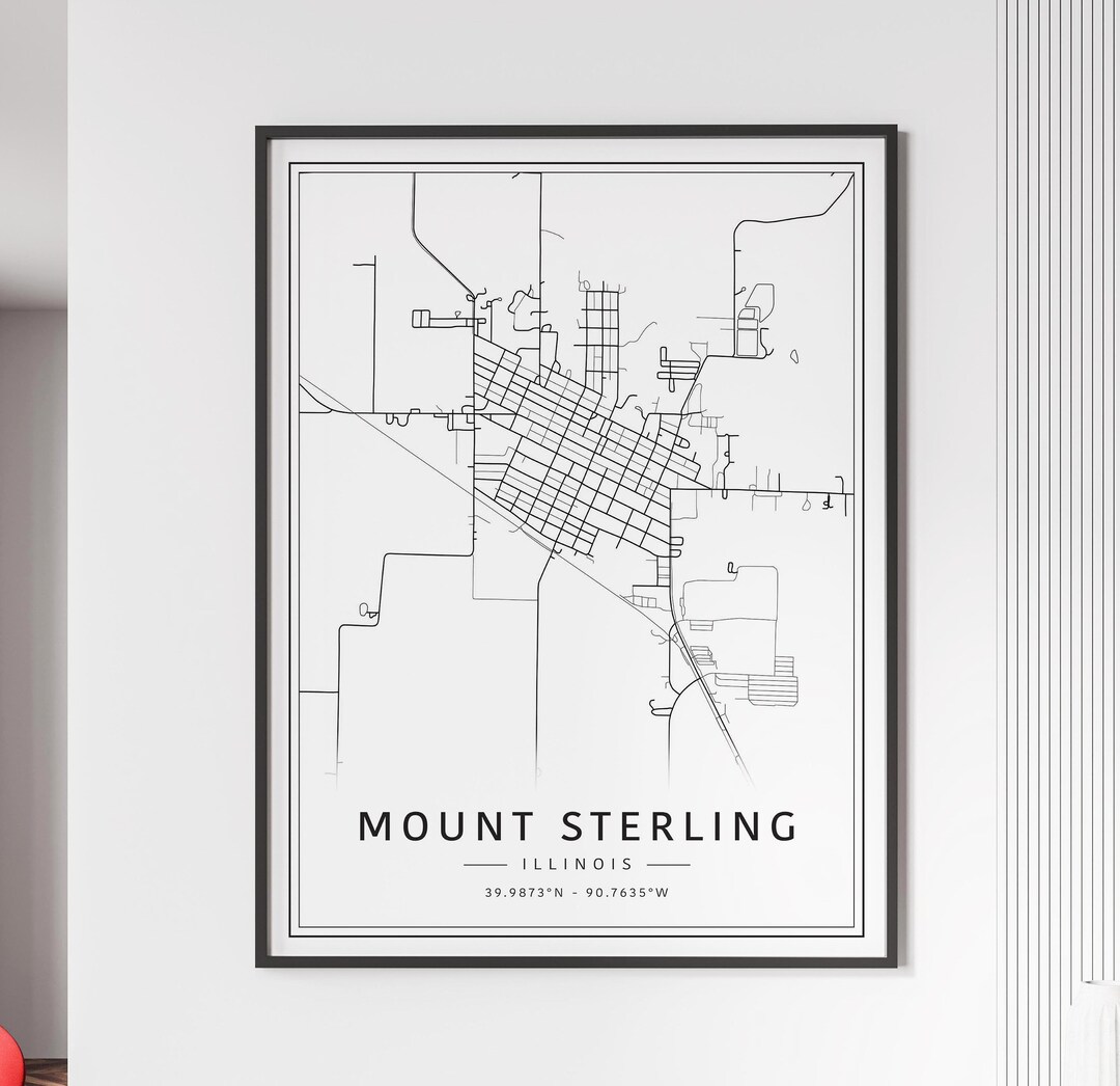 Mount Sterling IL Street Map Print | Acrylic Mount Sterling City Map ...