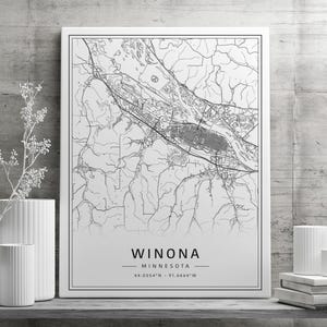 Winona MN Street Map Print | Acrylic Glass Winona City Map Print ...