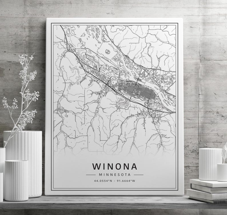 Winona MN Street Map Print | Acrylic Glass Winona City Map Print ...