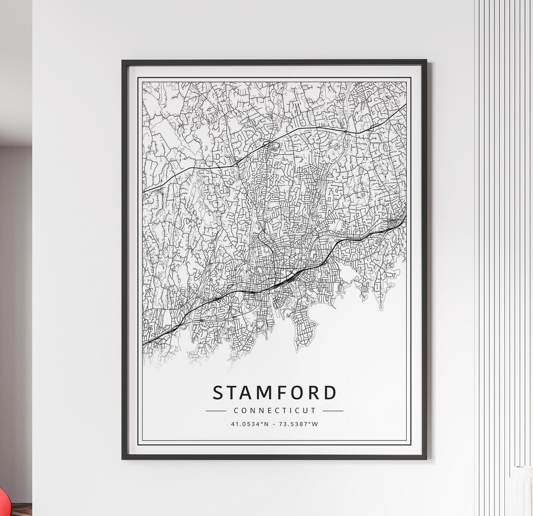 Stamford Connecticut Street Map Print | Acrylic Stamford Map Print ...