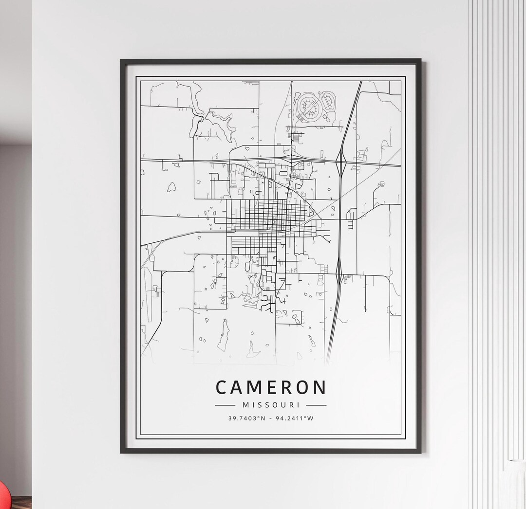 Cameron MO Street Map Print | Acrylic Glass Cameron City Map Print ...