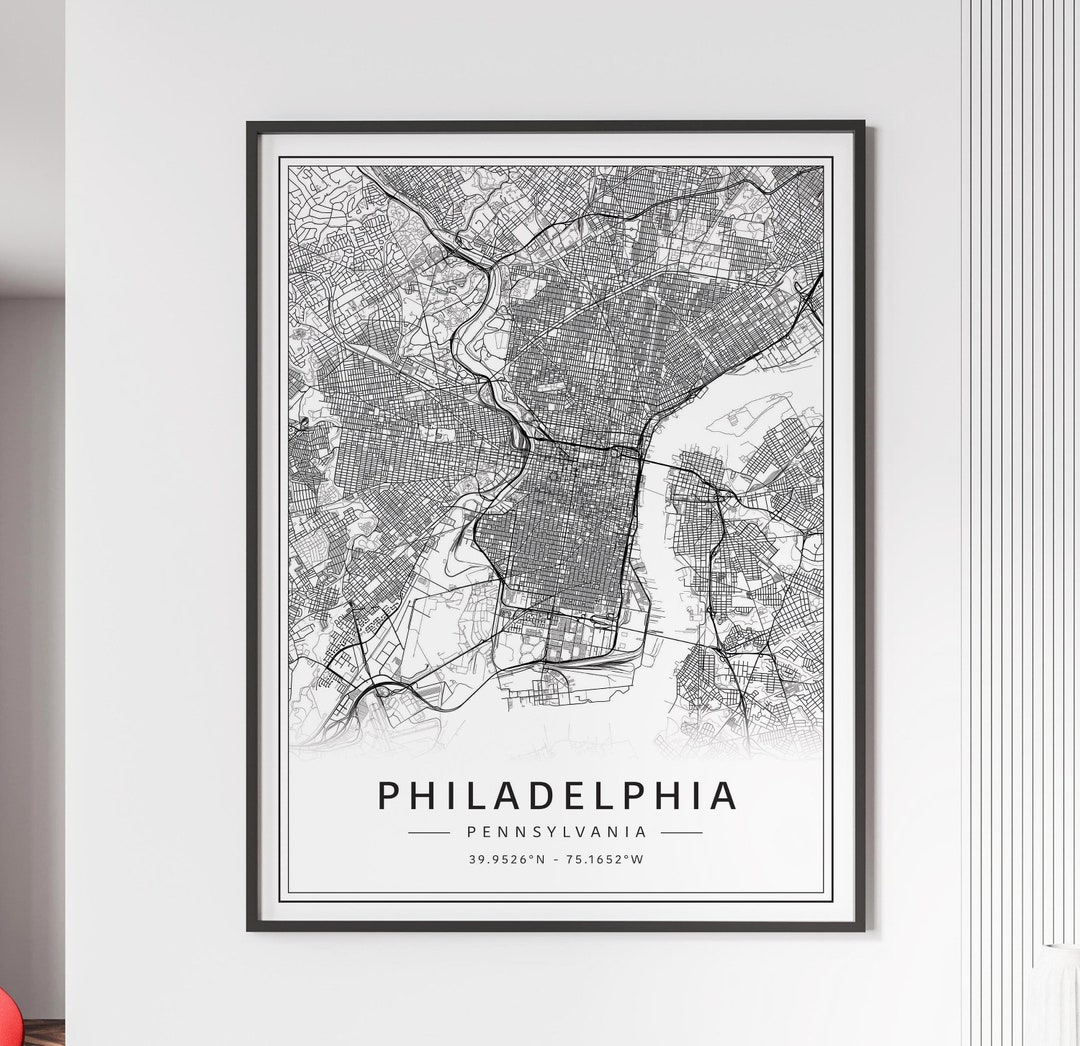 Philadelphia PA Street Map Print | Acrylic Glass Philadelphia City Map ...