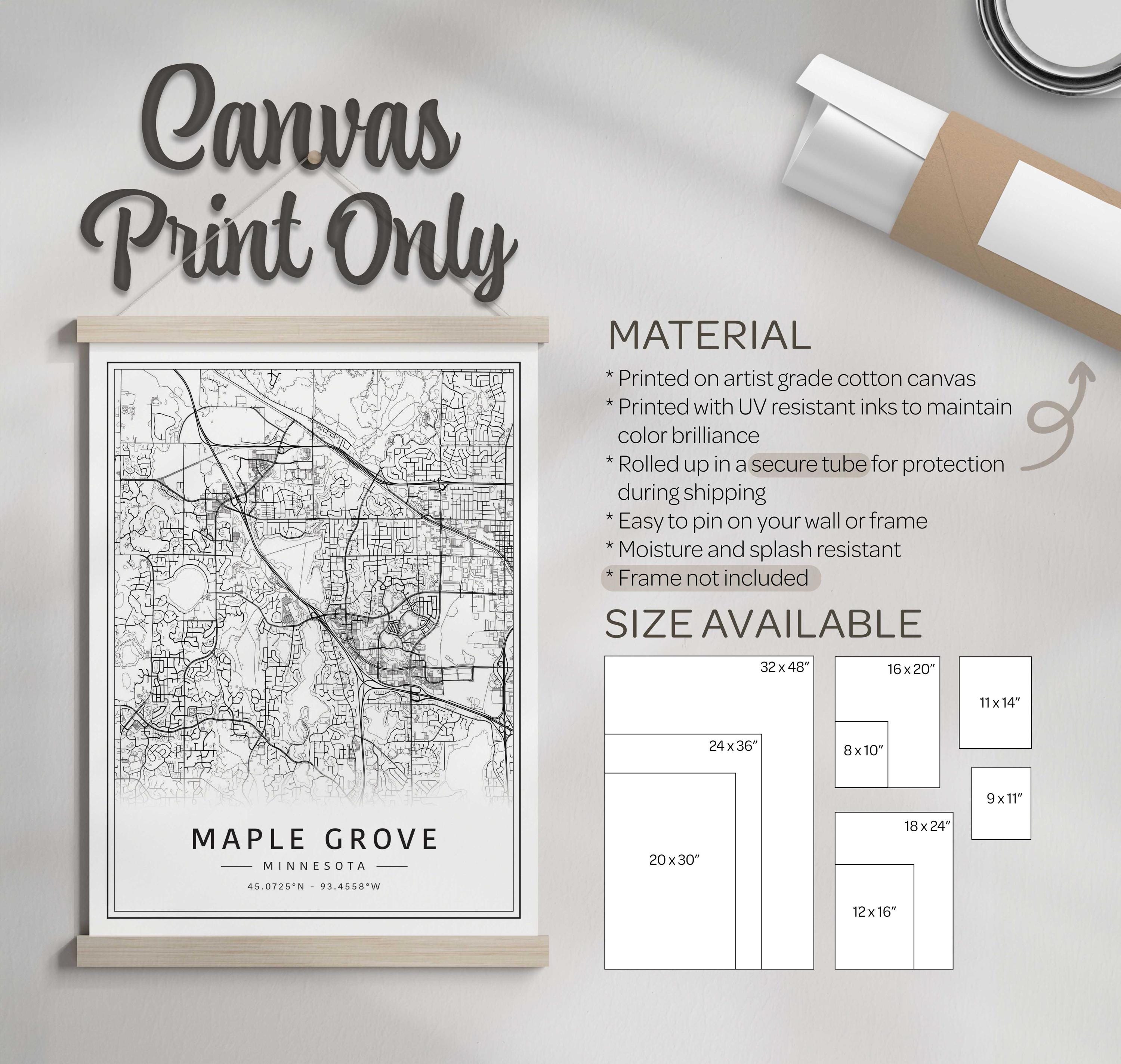 Maple Grove MN Street Map Print | Acrylic Glass Maple Grove City Map ...
